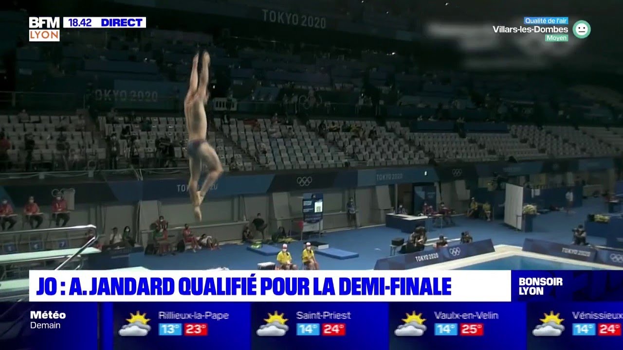 JO : Alexis Jandard qualifié pour la demi-finale en plongeon - YouTube
