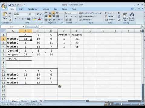 Assignment Problem Using Solver - YouTube