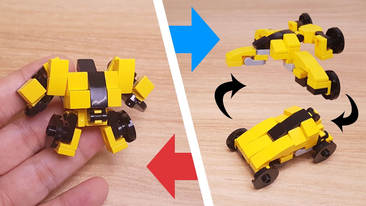 Micro LEGO brick sportscar transformer mech - Black LIne #bumblebee # ...