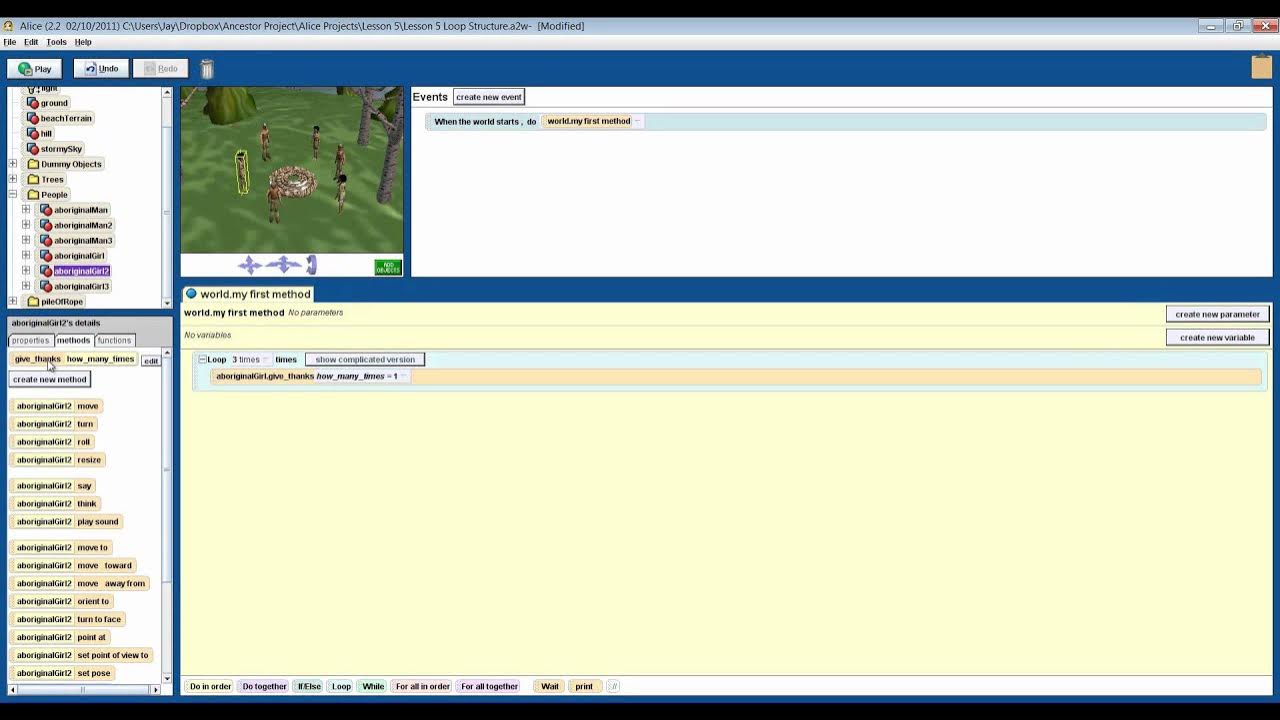 Alice Programming Beginner: Lesson 5 Loop Structure - YouTube