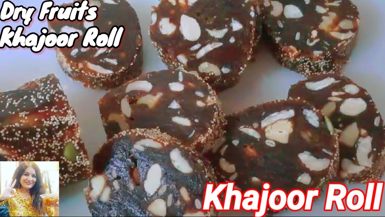 Khajoor And Nuts Barfi|| Shugar Free Dry Fruits And Dates Roll ...