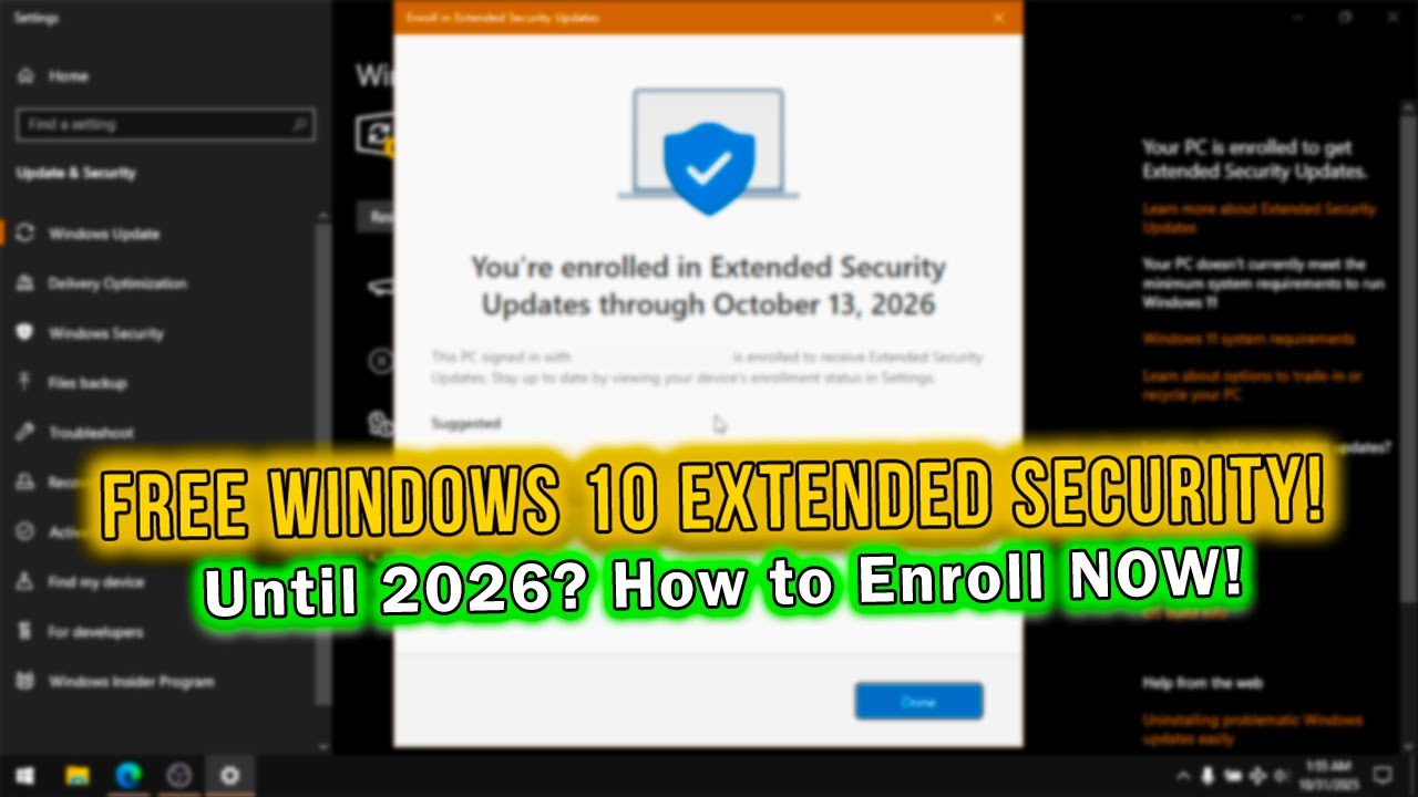 How to Enroll in Windows 10 Extended Security Updates (ESU) FREE Until ...