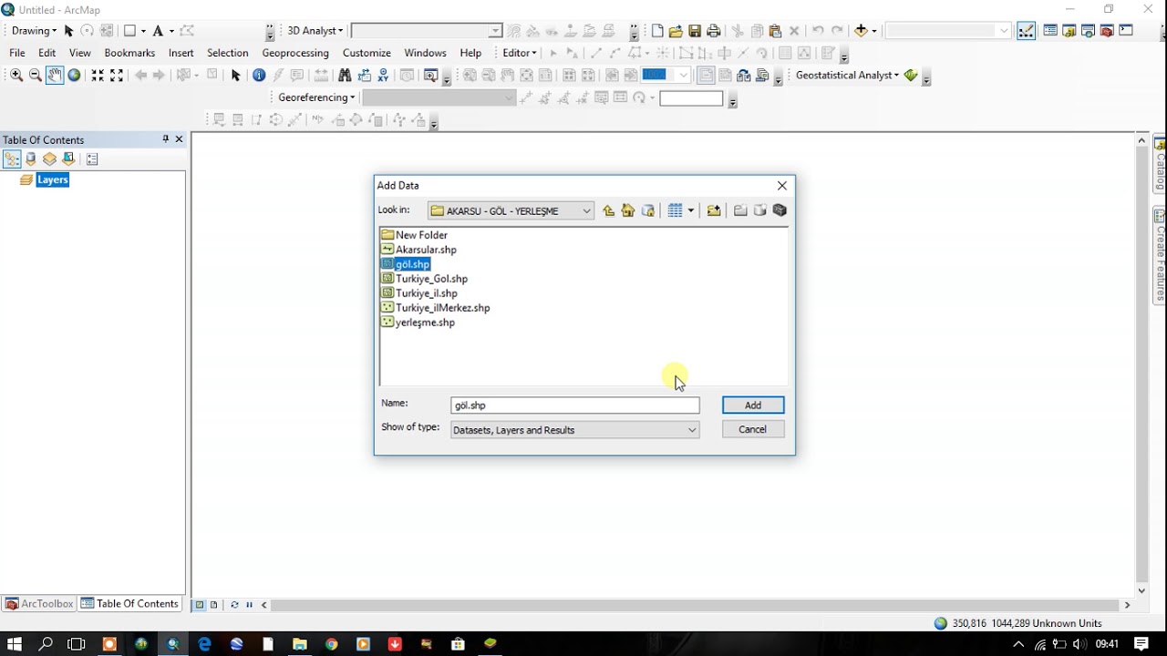 Arcmap Add Data Verileri Getirme Youtube