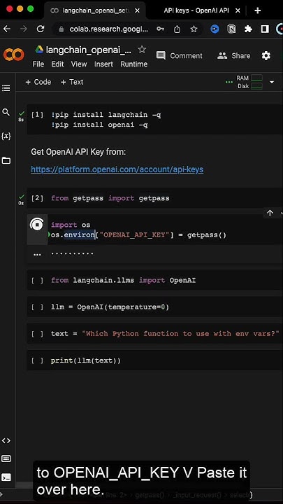Setup Langchain In Colab And Connect To Chatgpt Using Openai Api Key Youtube