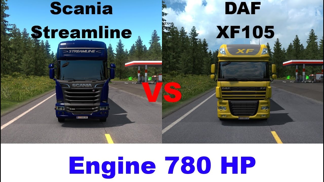 Scania Streamline vs DAF XF105 - Euro Truck Simulator 2 - Drag Race ...