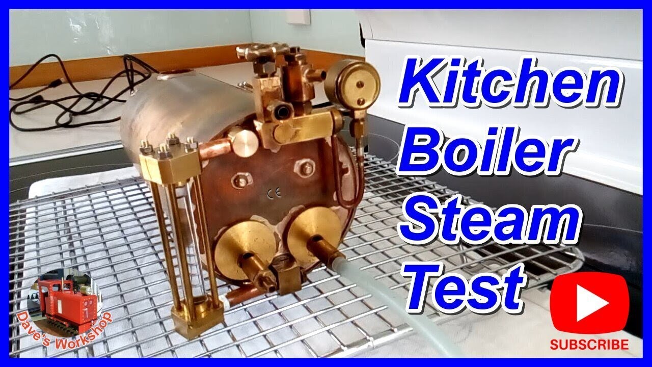 Live Steam Boiler test in the kitchen under the range hood - YouTube