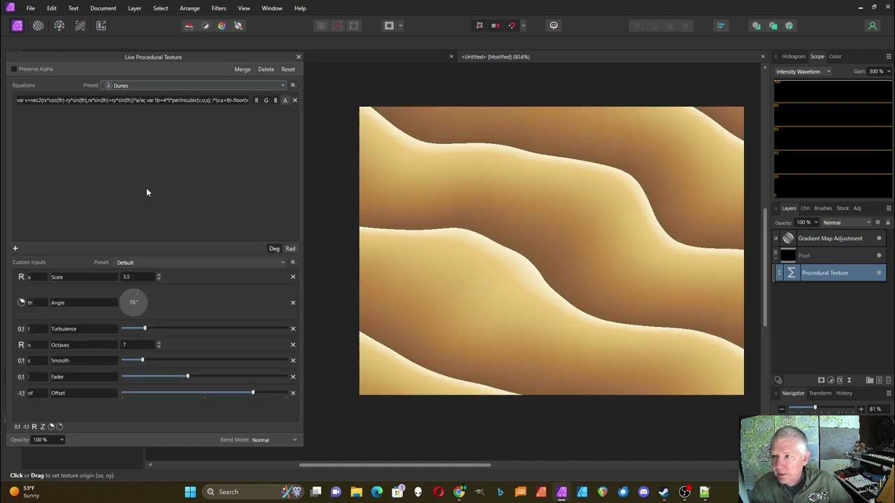 Sand Dune Effect with Affinity Photo's Procedural Texture Filter - YouTube