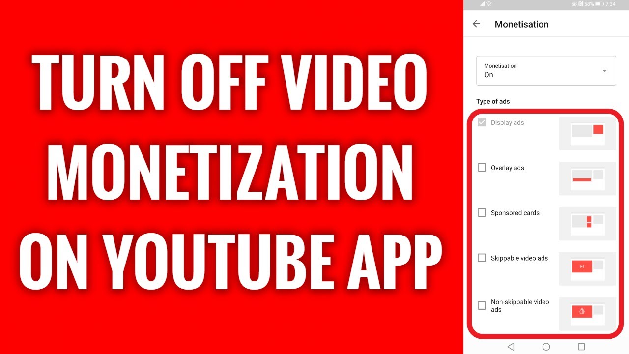How To Turn Off Video Monetization On Youtube App Youtube