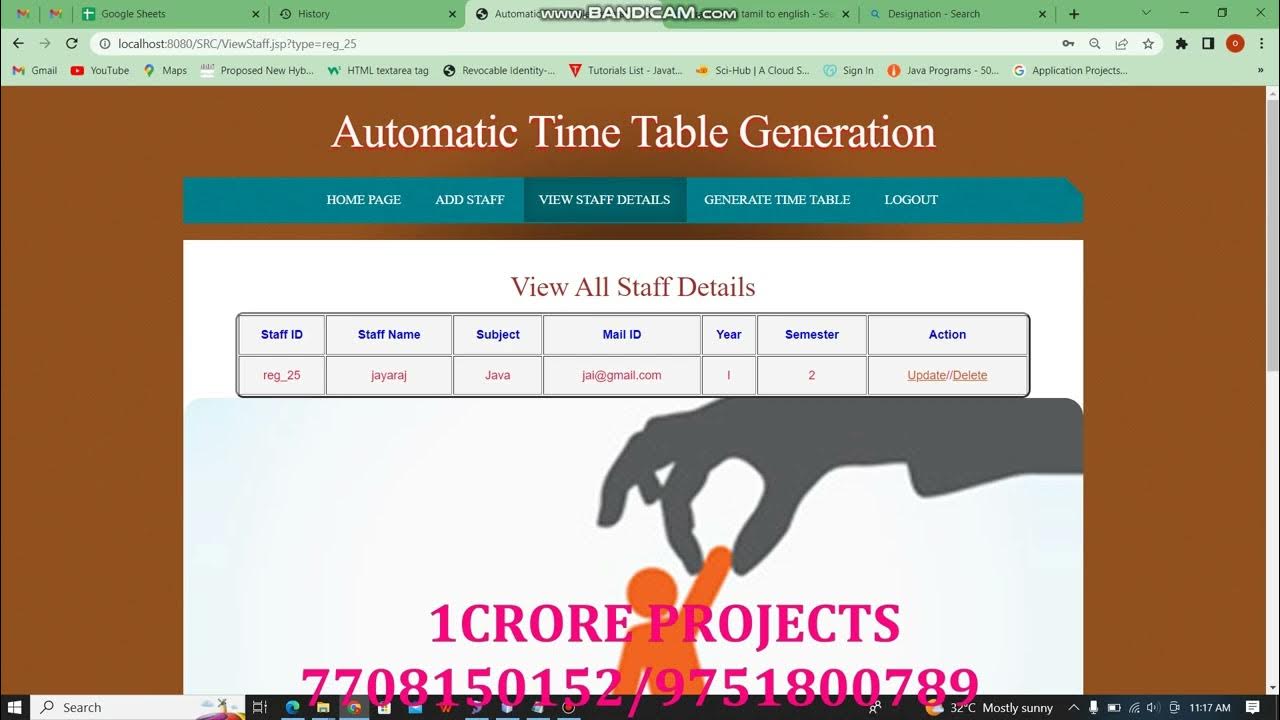 Web Application for Automatic Time Table Generation Using Java - YouTube