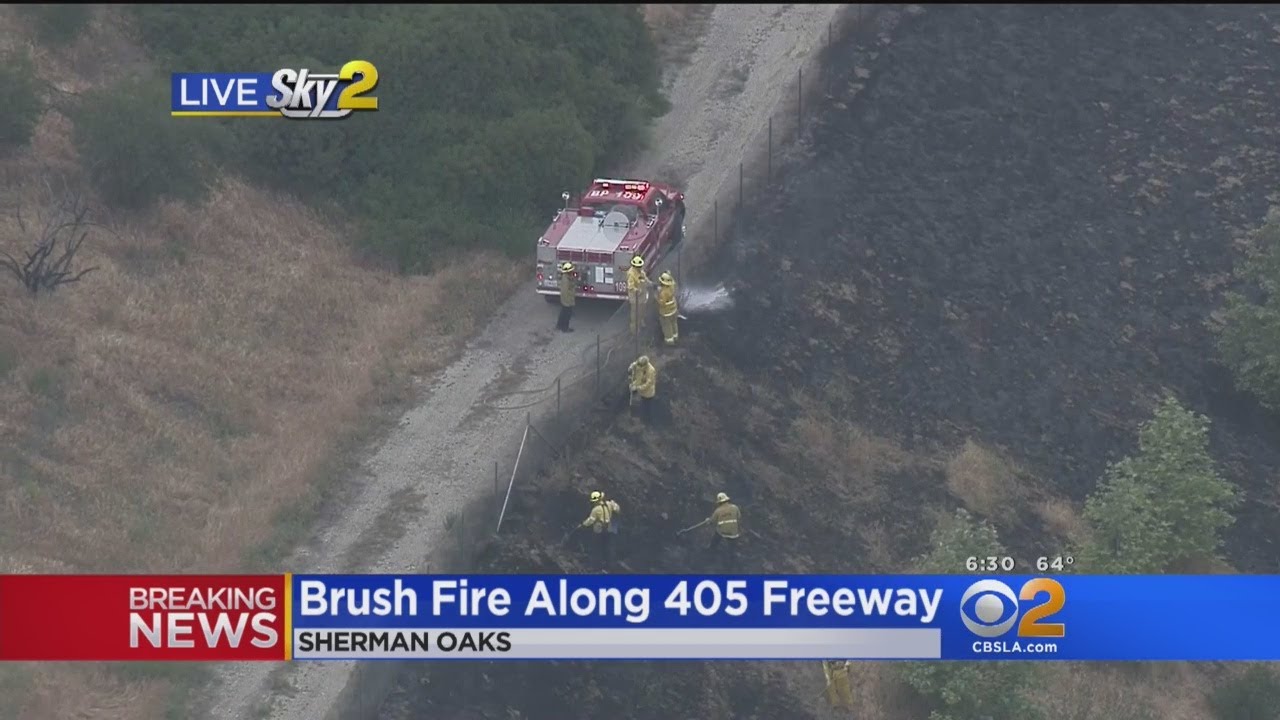 Tiny Brush Fire Along 405 Freeway In Sherman Oaks Causes Traffic Back ...