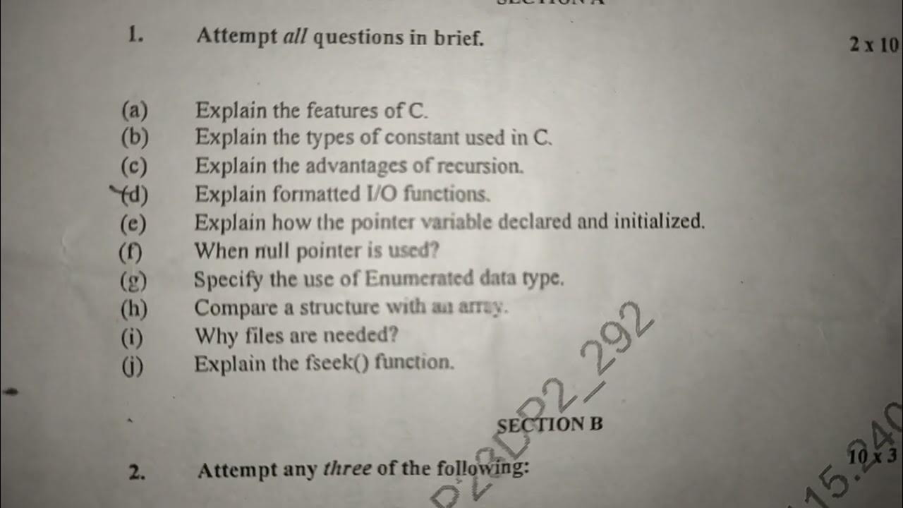 Problem Solving Using C Ques Paper Mca 1st Sem Aktu Lucknow 2022 23 Kca 102 Youtube