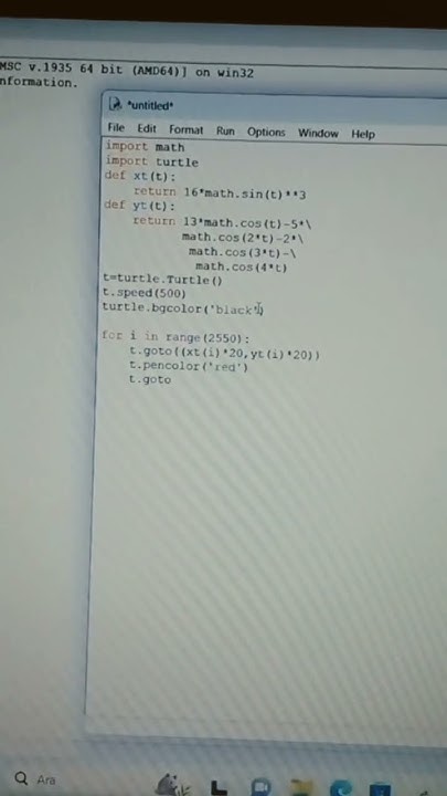 phyhon ile kalp çizimi #python #yazılım #kalp #pythonprogramming # ...