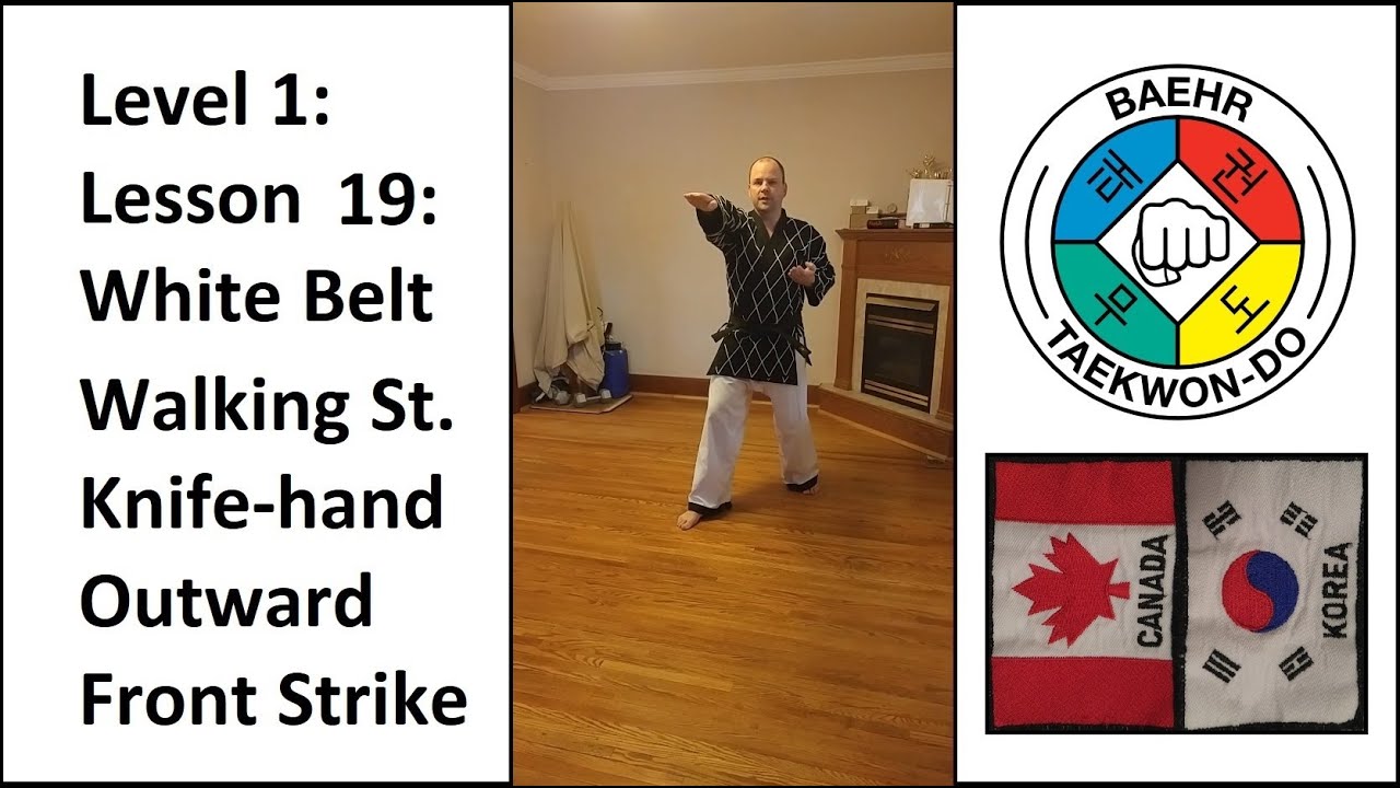 Baehr Taekwondo: Lesson 01-19: White Belt: Walking Stance - Knife-hand ...