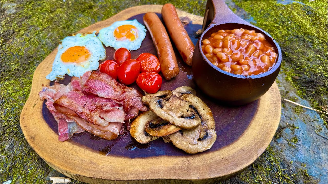 Cooking English Breakfast on a Rock | Bushcraft Outdoor Cooking # ...