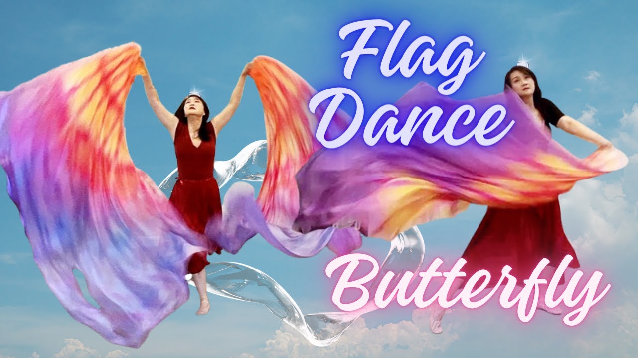 Butterfly【Butterfly Flags DEMO】彩蝶旗示範 花瓣剪裁和聖靈水流長旗 Flag Dance Worship ft ...