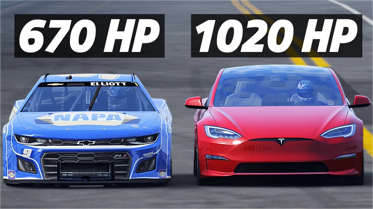 Can The FASTEST TESLA Beat A NASCAR Car? - YouTube