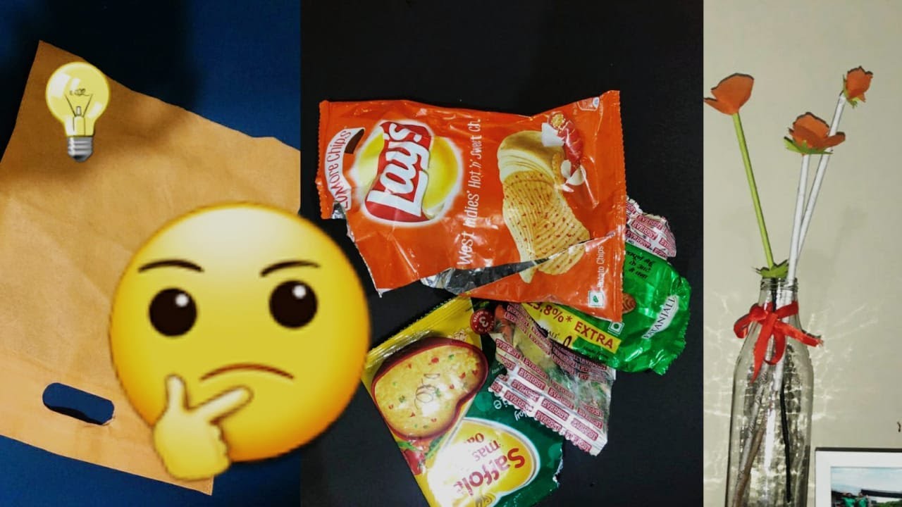 Easy DIY flowers using waste kurkure/lay's plastic wrapper | कपड़े वाले ...