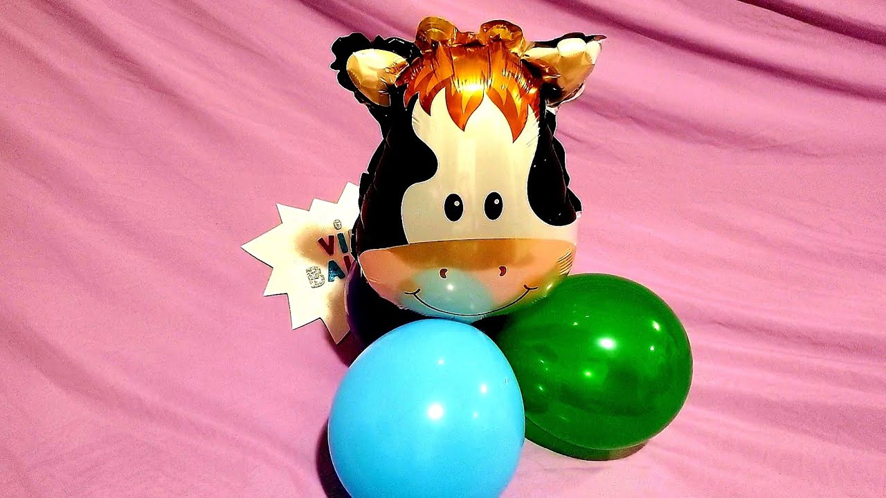 MAKING COW BALLOON DECORATION AND POPPING IT!!! - YouTube