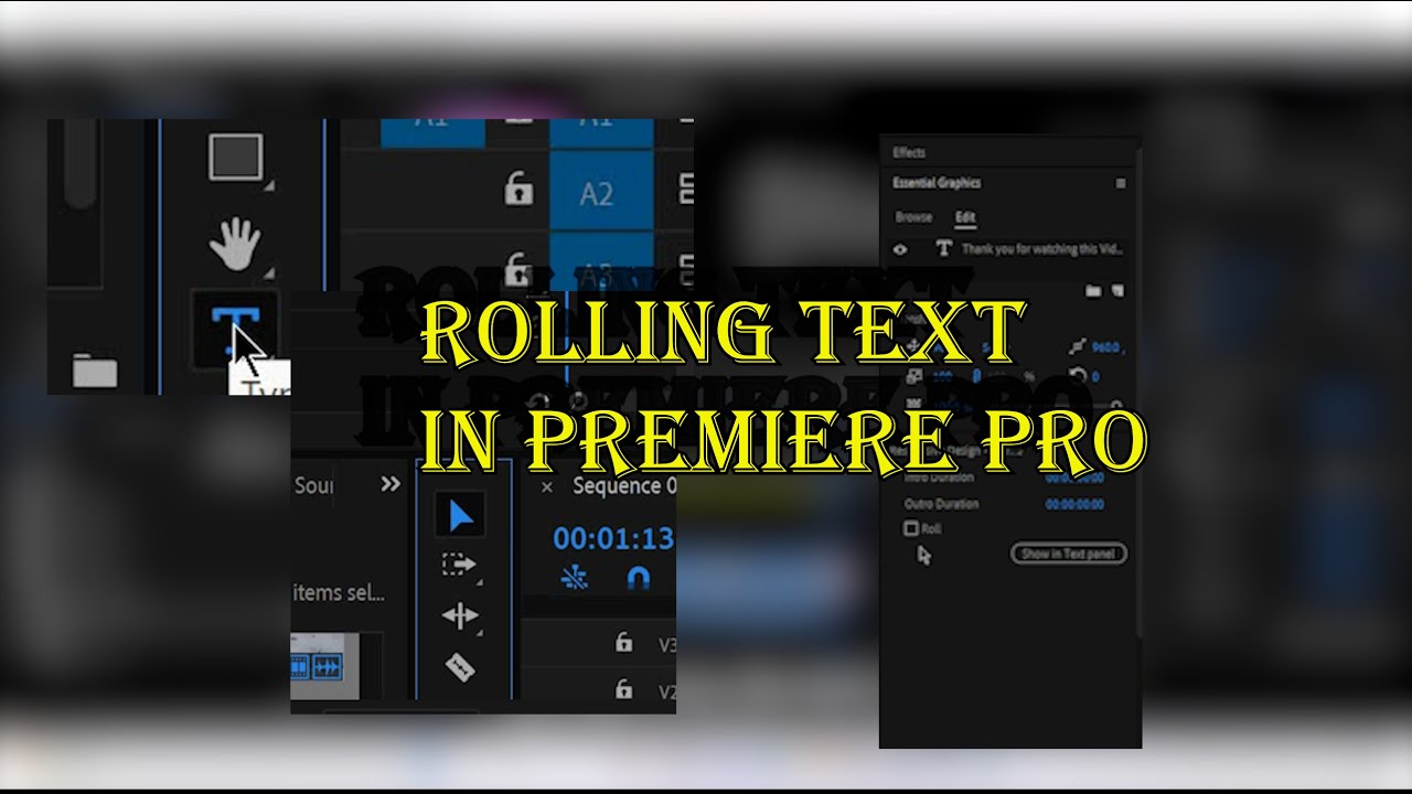 Rolling text || Rolling text in Premiere Pro || How to use Rolling Text ...