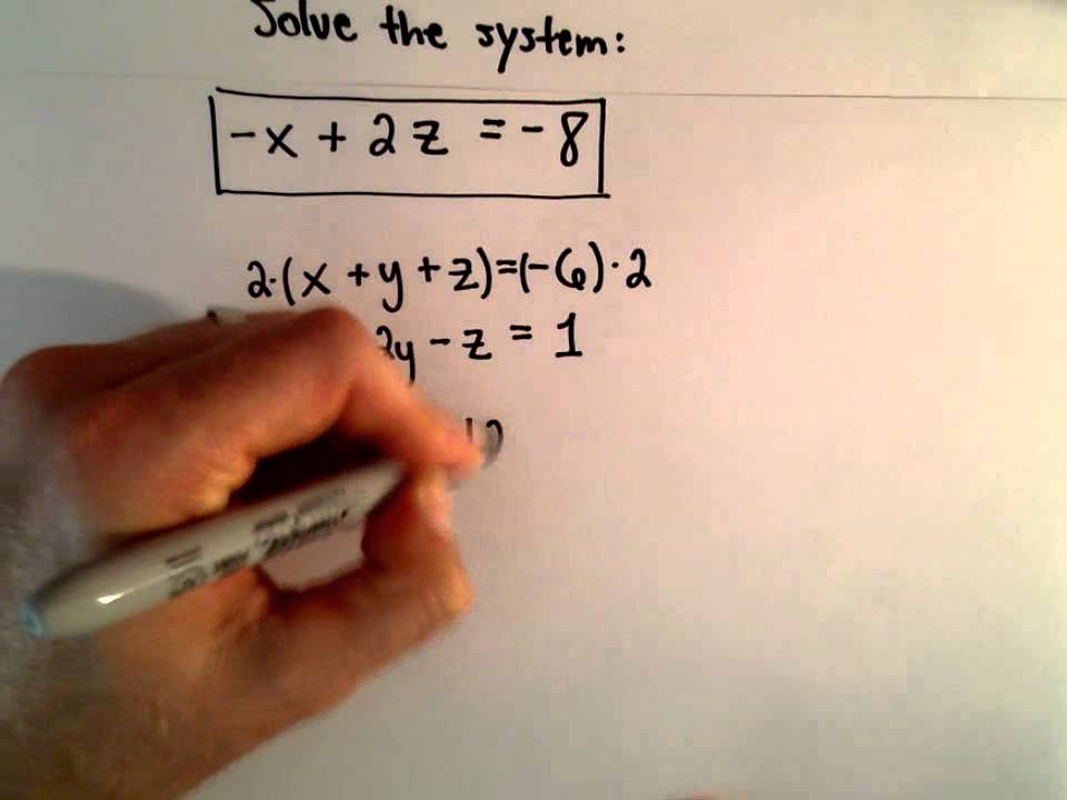 System of 3 Equations, 3 Unknowns Using Elimination- Ex 2 - YouTube