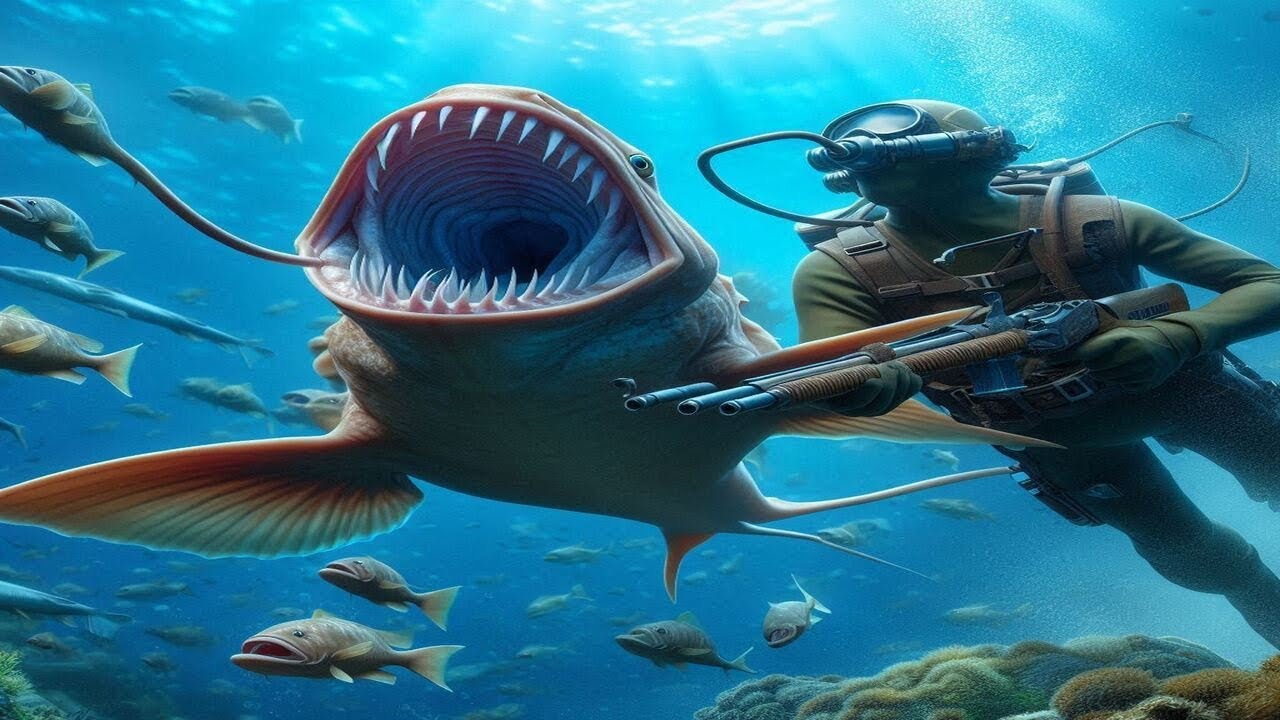 Spearfishing in deep sea CATCH GIANT FISH LOBSTER OCTOPUS CRABS - YouTube