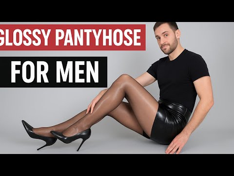Glossy Pantyhose Test for Men: High Heels + Latex Skirt Try-On Review