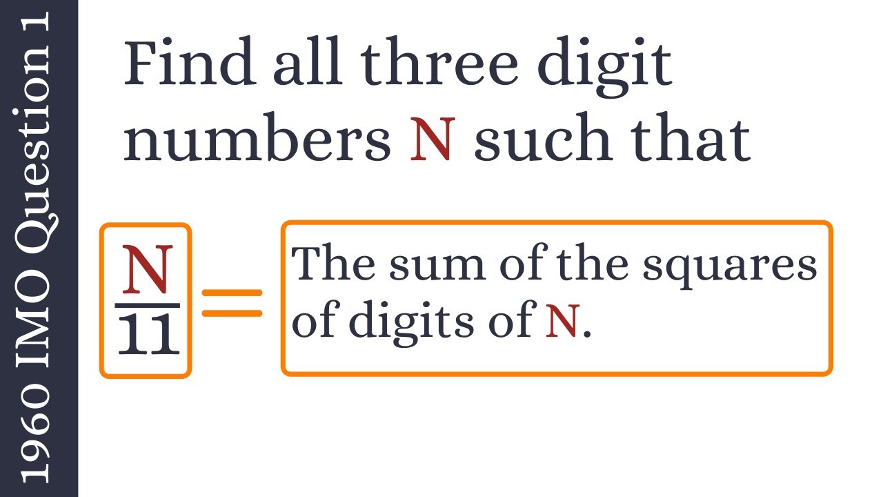 International Math Olympiad | 1960 Q1 - YouTube