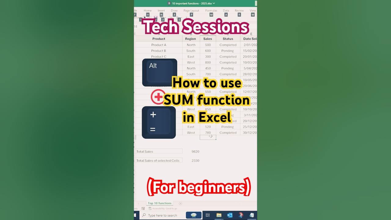 Important function in Excel - Sum - YouTube