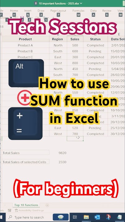 Important function in Excel - Sum - YouTube