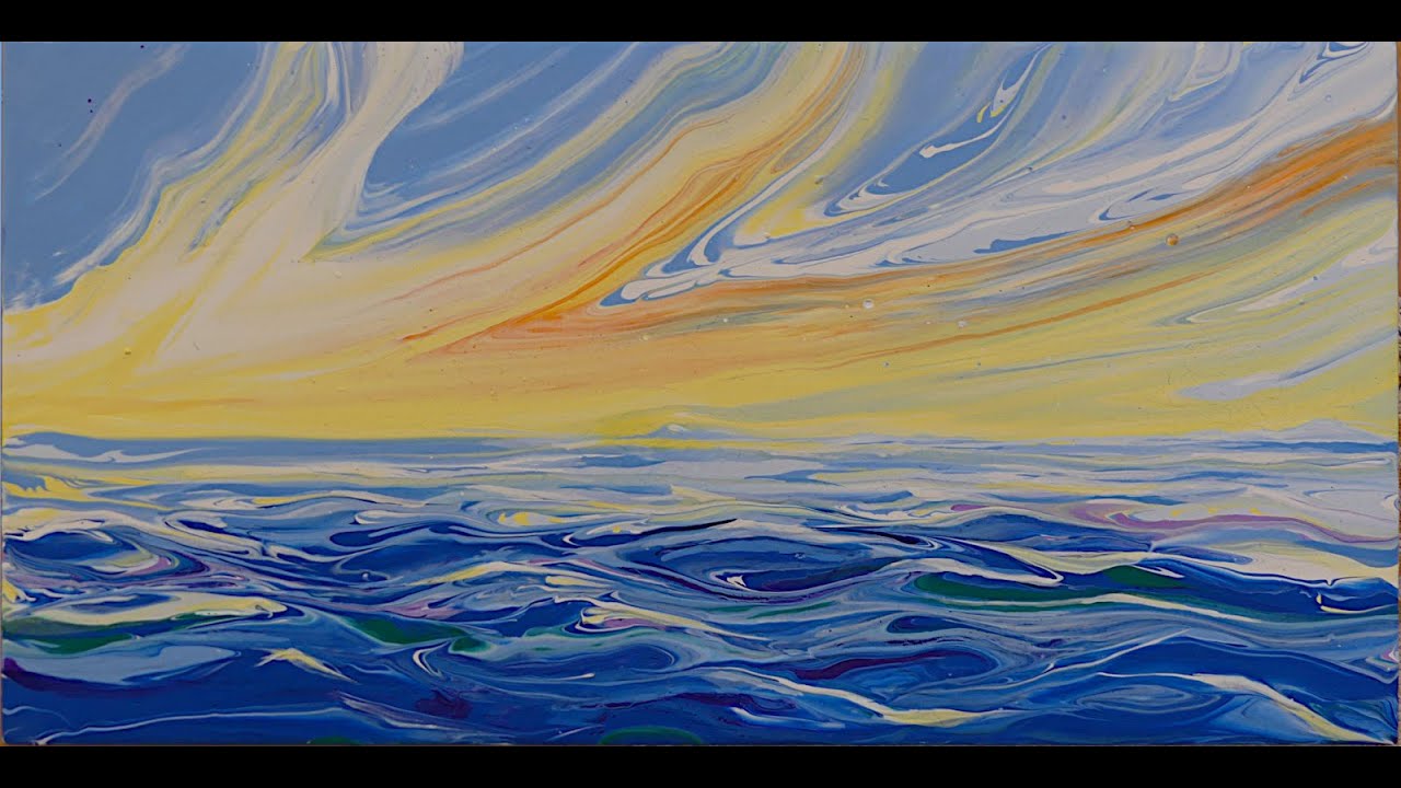 Choppy Seas--Create a beautiful seascape using acrylic pouring - YouTube
