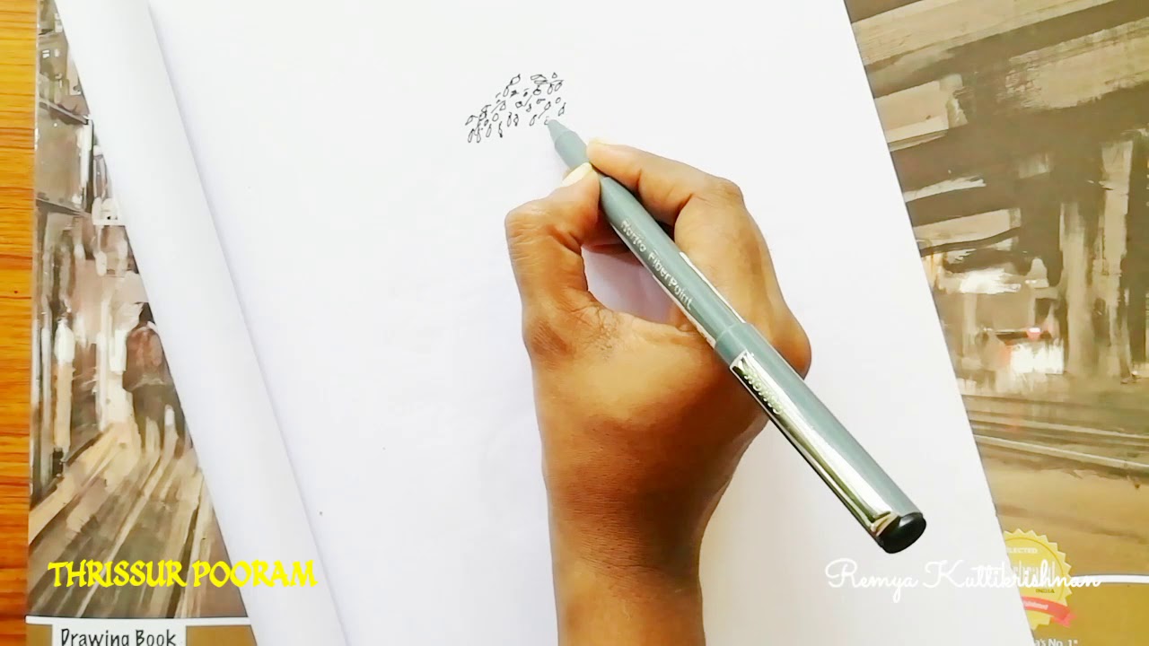 THRISSUR POORAM |VADAKKUNATHA TEMPLE |PEN/PENCIL DRAWING - YouTube