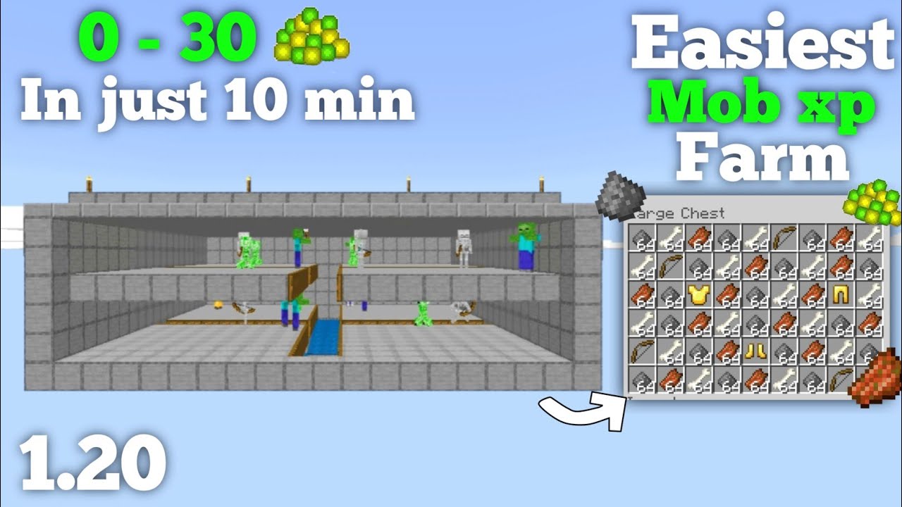 Easiest Mob XP Farm for Minecraft Bedrock 1.20 (No Spawner) - YouTube