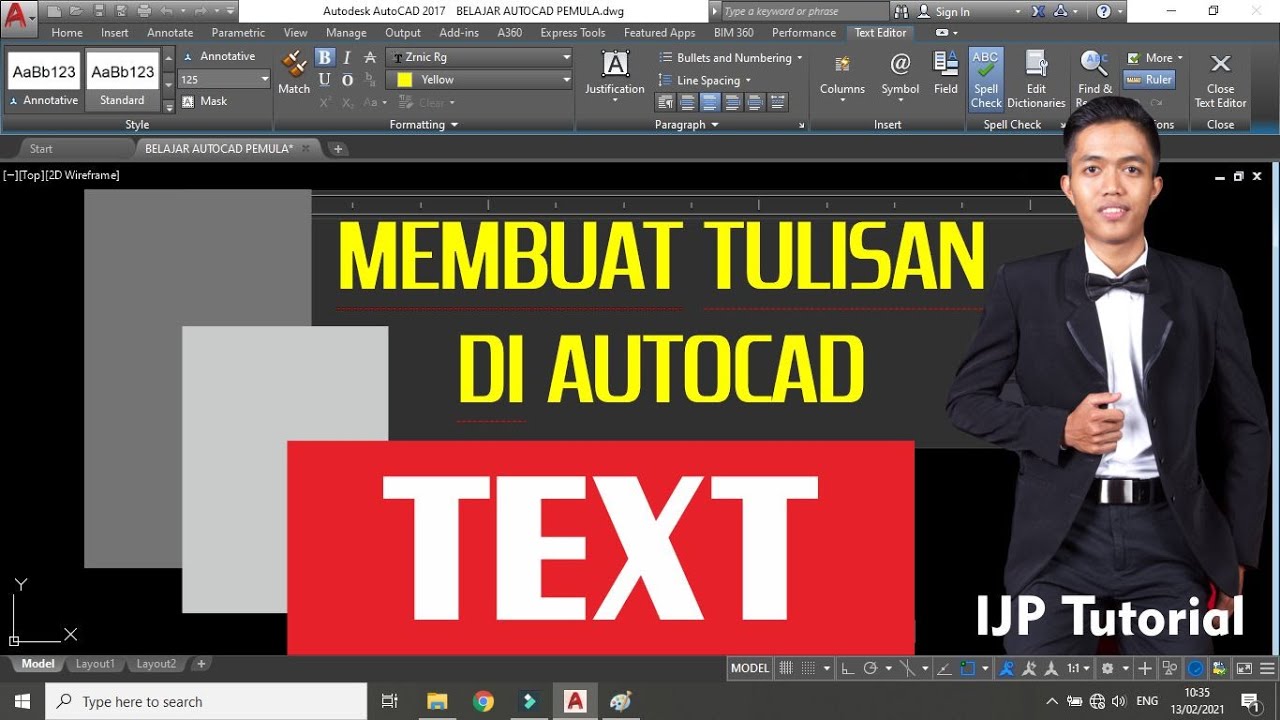 Cara Membuat Tulisan di AutoCAD - YouTube