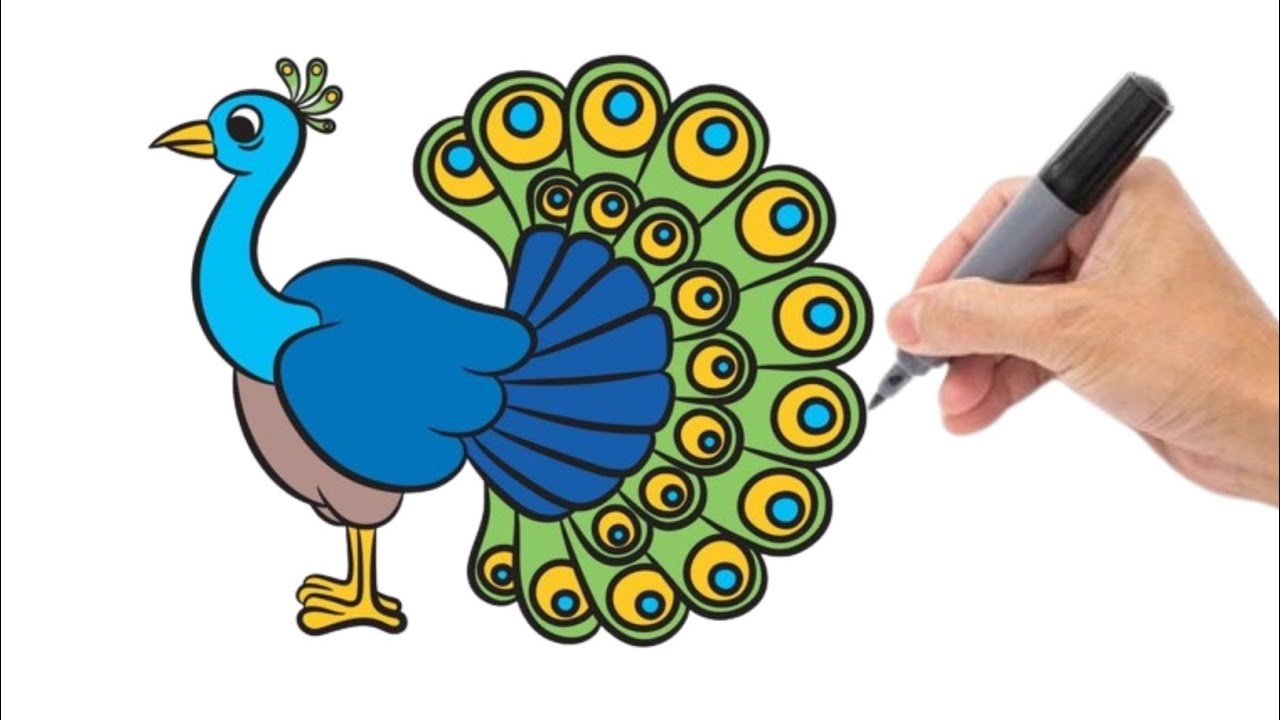 How to make Drawing of Peacock | Peacock Drawing simple and easy for ...