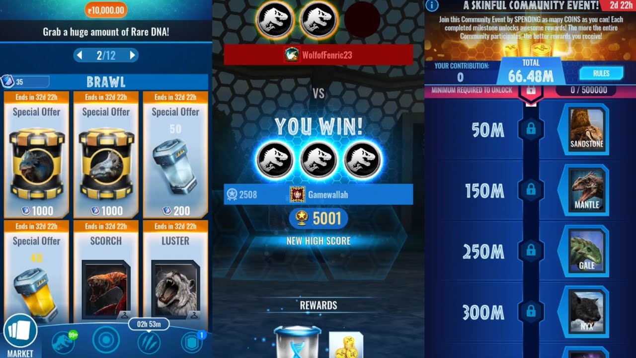 First time Cross 5000 pvp battle point | Jurassic world alive | - YouTube