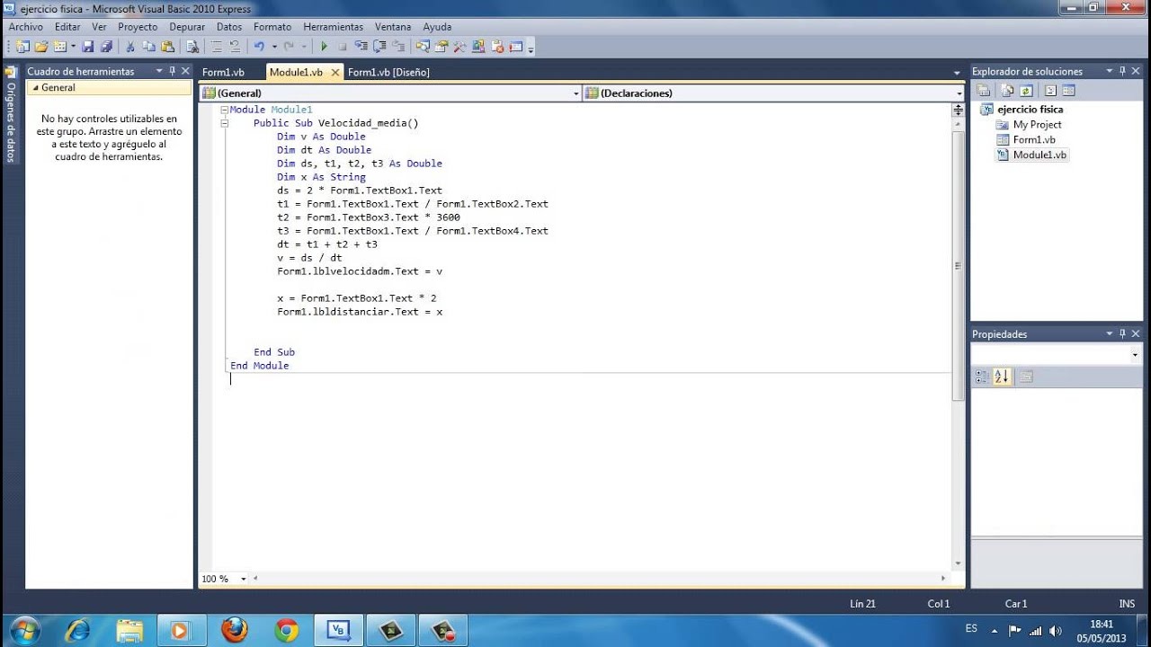ejercicio fisica VISUAL BASIC - YouTube