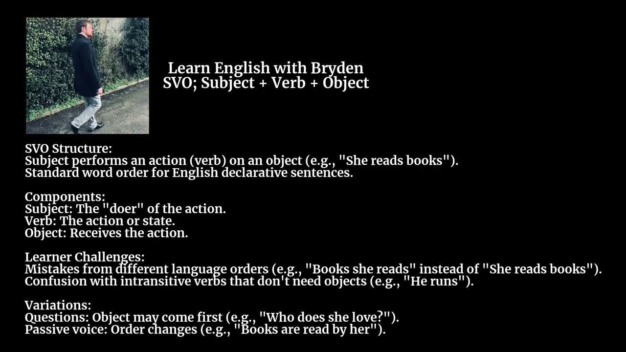SVO; subject + verb + object , Common English Grammar Errors (#38 ...