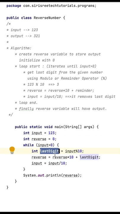 Program Reverse a number in java #math #javaclass #javaprogramming #coding #corejava #program ...