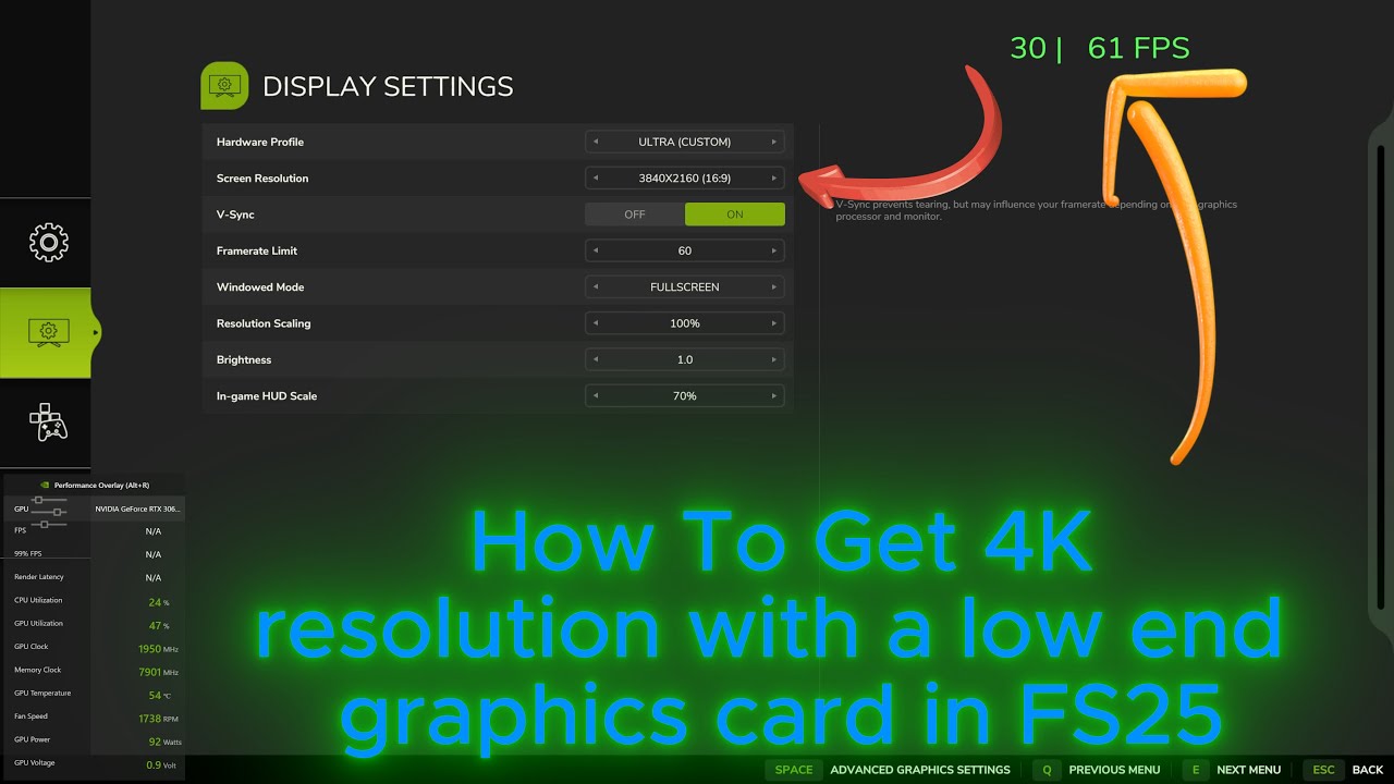 How to get 4K Resolution on a low end Graphics Card in FS25 - YouTube