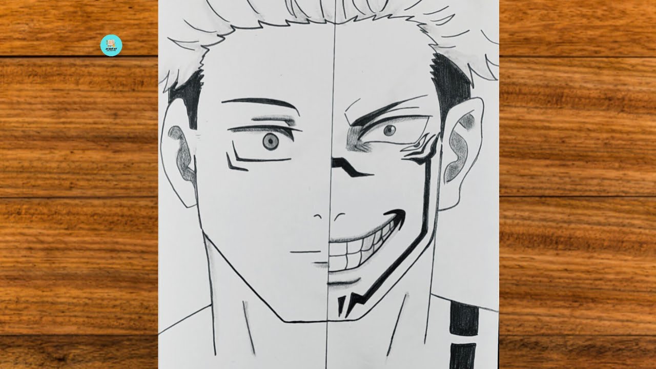 Easy anime drawing | How to Draw Yuji Itadori & Sukuna Half Face ...