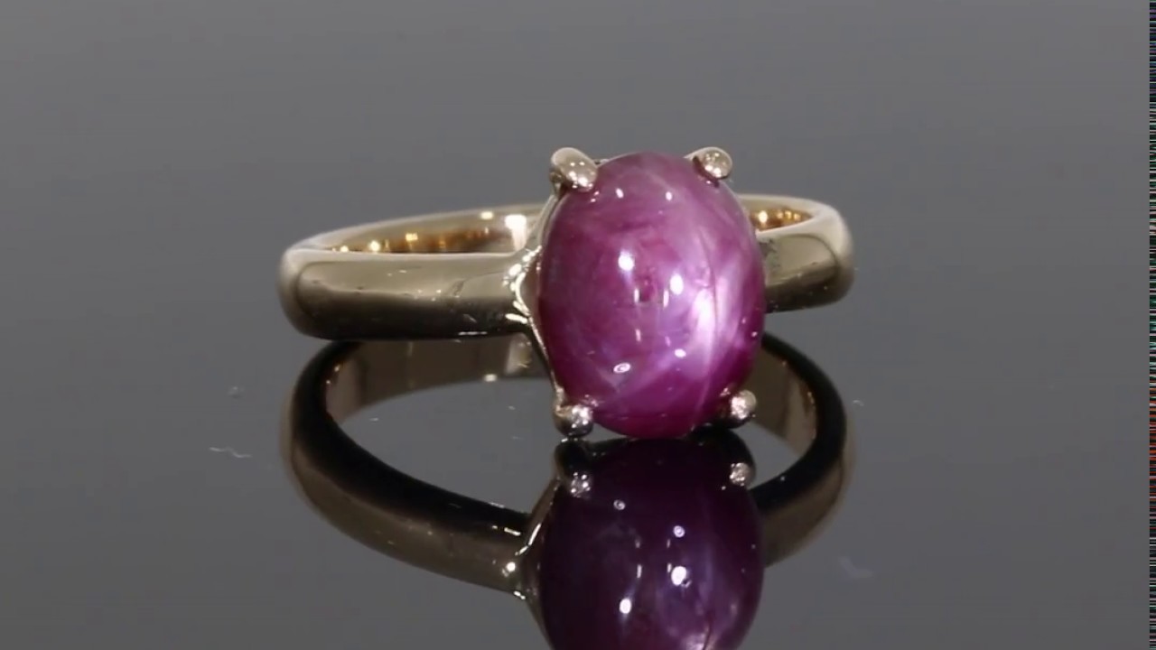 Yellow Gold Ring with Star Ruby - YouTube