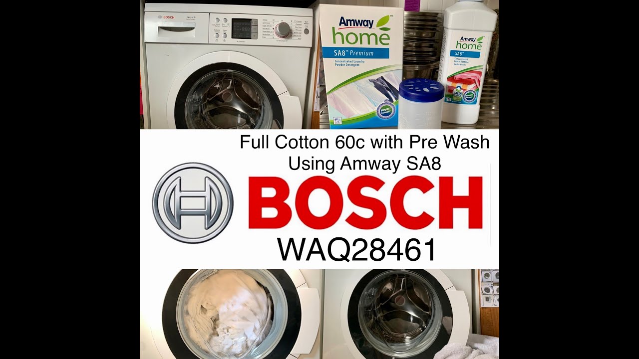 BOSCH WAQ28461, Cotton 60c With Pre Wash Using Amway SA8 - YouTube