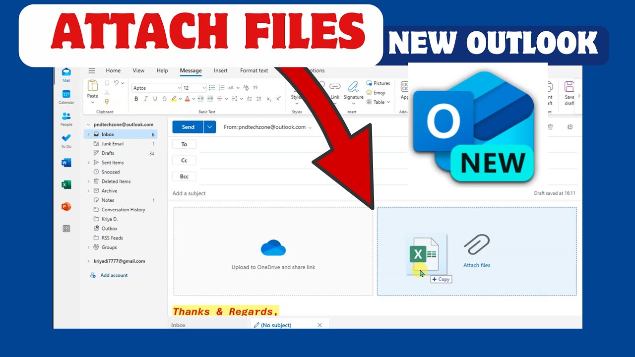 How To Attach Files In The New Outlook - YouTube