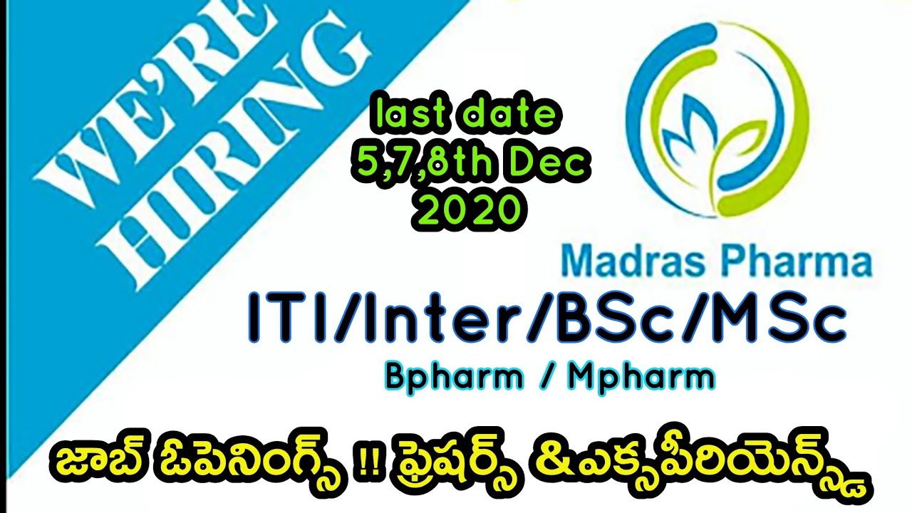 Bsc/Msc/Bpharm/Mpharm Job openings at madras pharma,chennai - YouTube