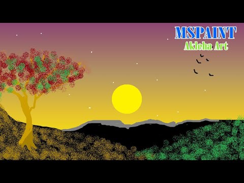 draw ms paint sunset scenery ll how to draw ms paint drawing ll drawing ...