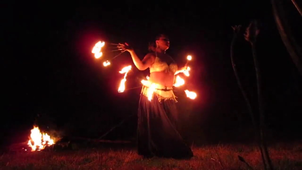 Belly Dance with Fire Belt and Fire Fingers - YouTube
