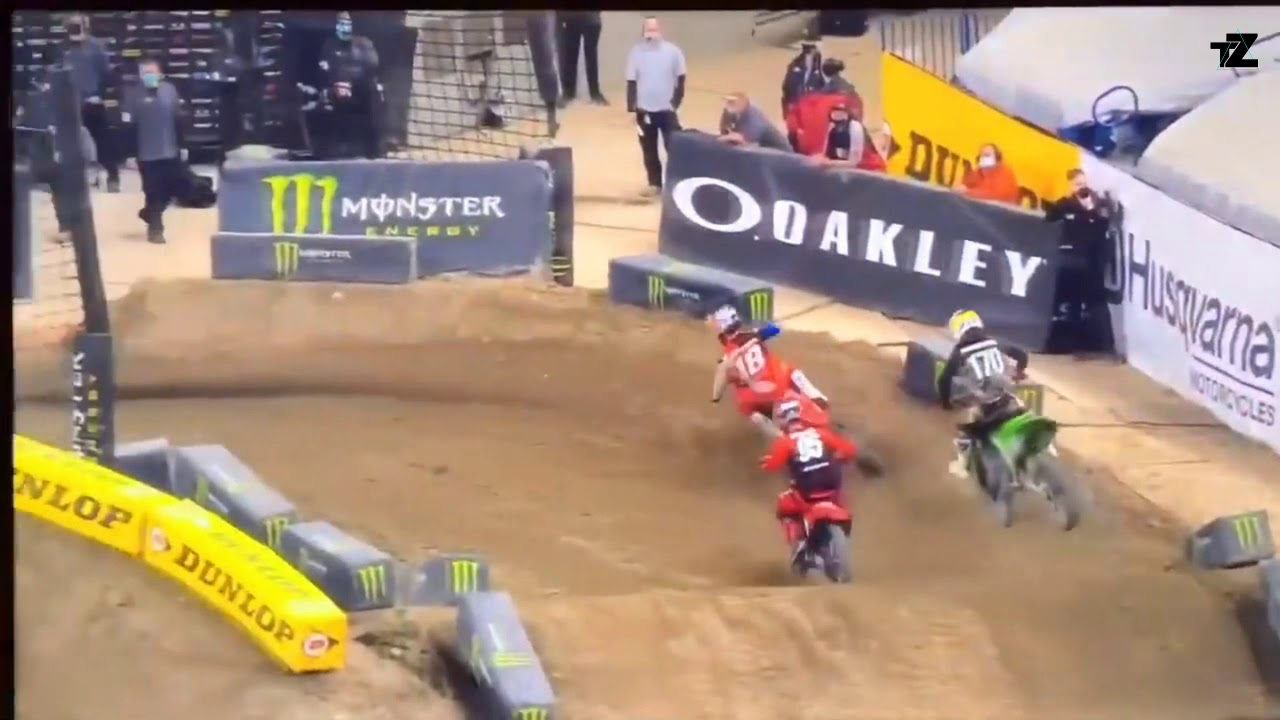 jett lawrence crash indianapolis 2 rd5 2021 supercross - YouTube