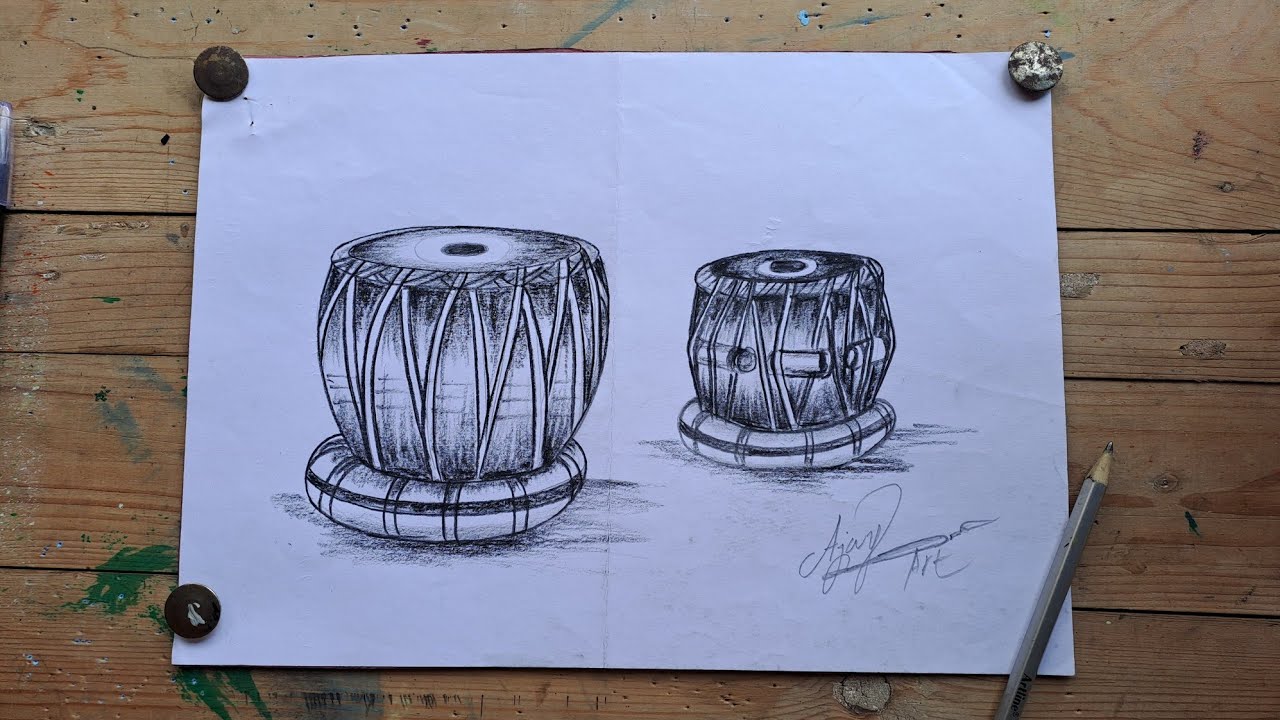 Tabla drawing easy || How to Draw Tabla for beginners - YouTube