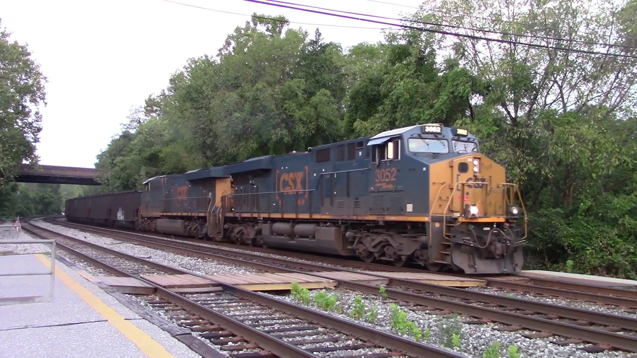 CSX N782 Loaded Coal Train with 4 Engines at St Denis MD - YouTube