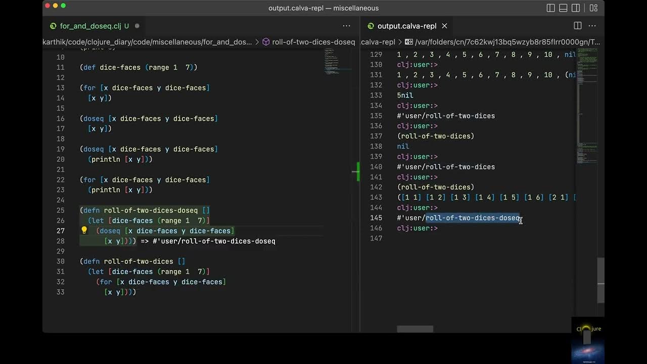 for and doseq in Clojure - YouTube